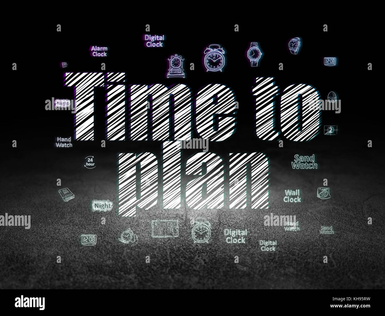Time concept: Time to Plan in grunge dark room Stock Photo - Alamy