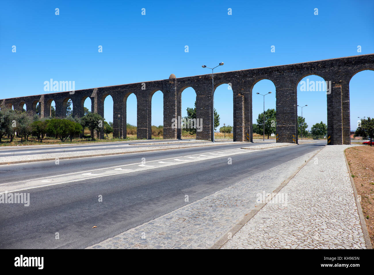 The stone aqueduct of Silver Water (Prata Aqueduct) outside the walls ...