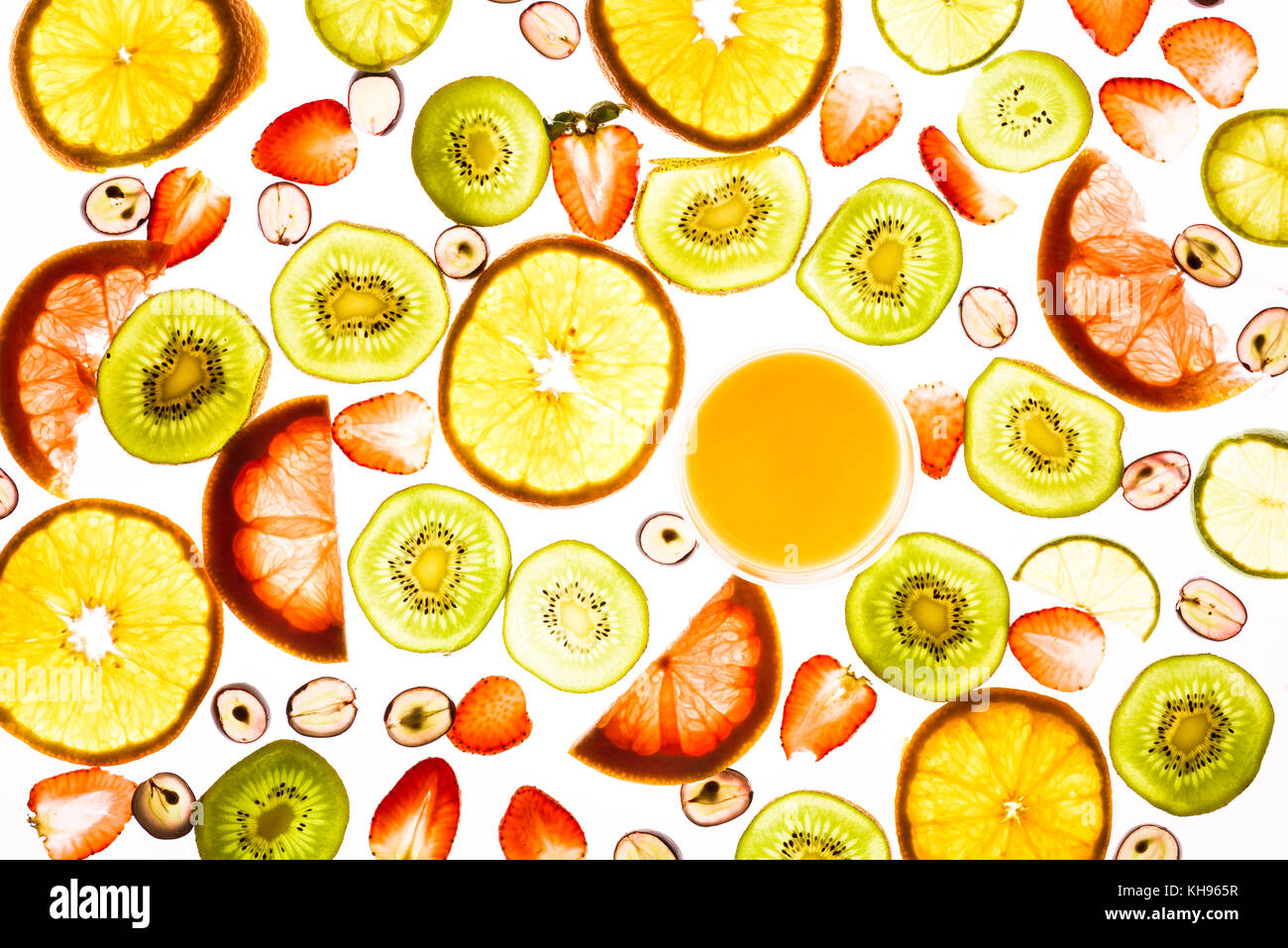 fruits and glass of juice Stock Photo - Alamy