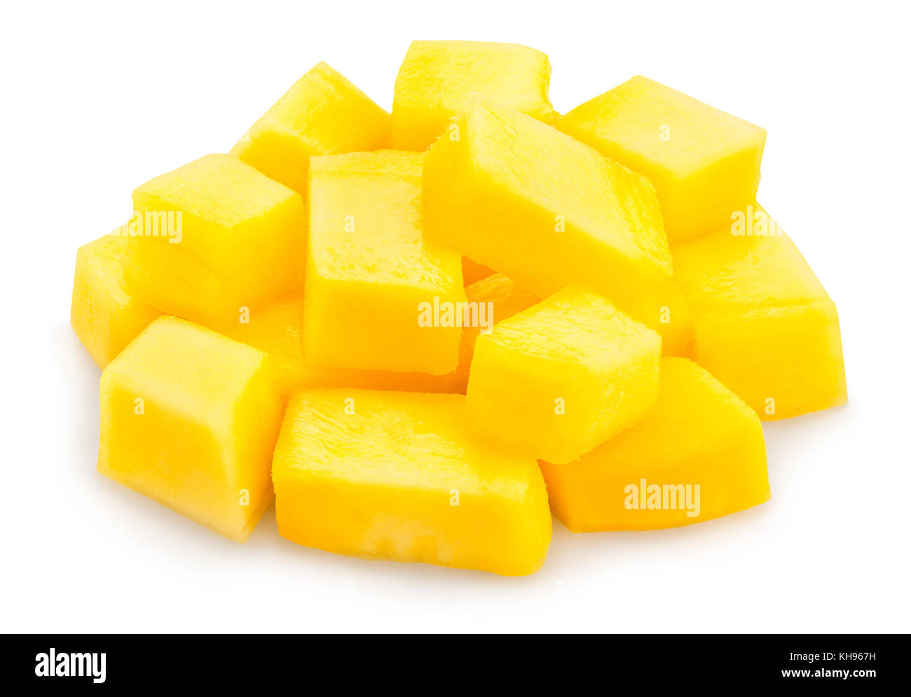 sliced mango chunks path isolated Stock Photo - Alamy