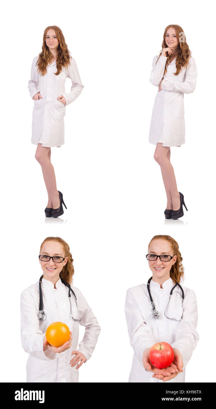 Pretty female doctor isolated on white Stock Photo - Alamy