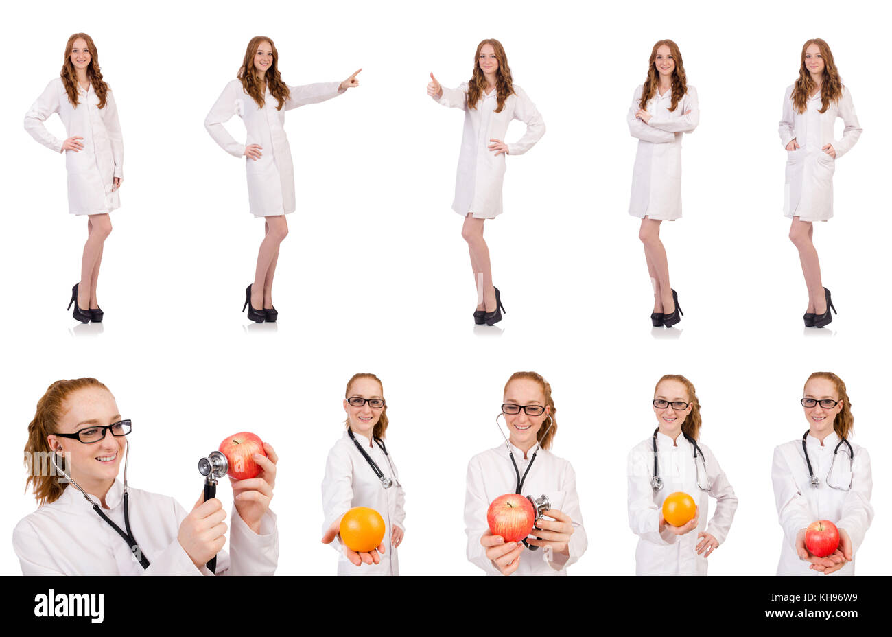 Pretty female doctor isolated on white Stock Photo - Alamy