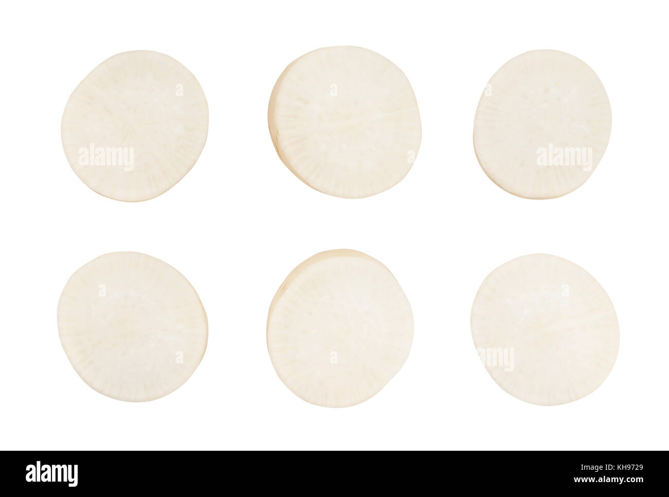 sliced daikon radish path isolated Stock Photo - Alamy