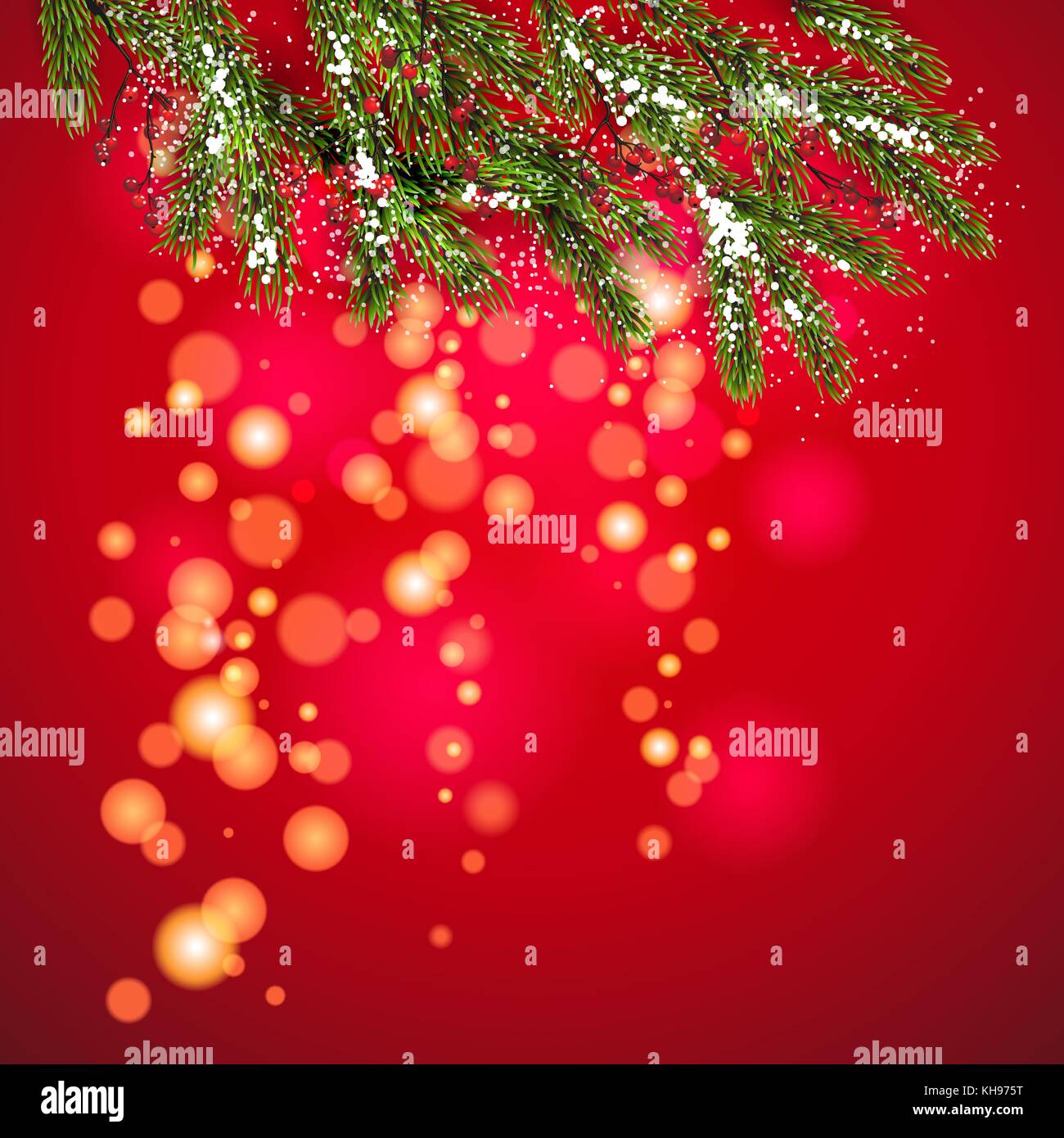 Christmas tree branch on red background Stock Vector Images - Alamy
