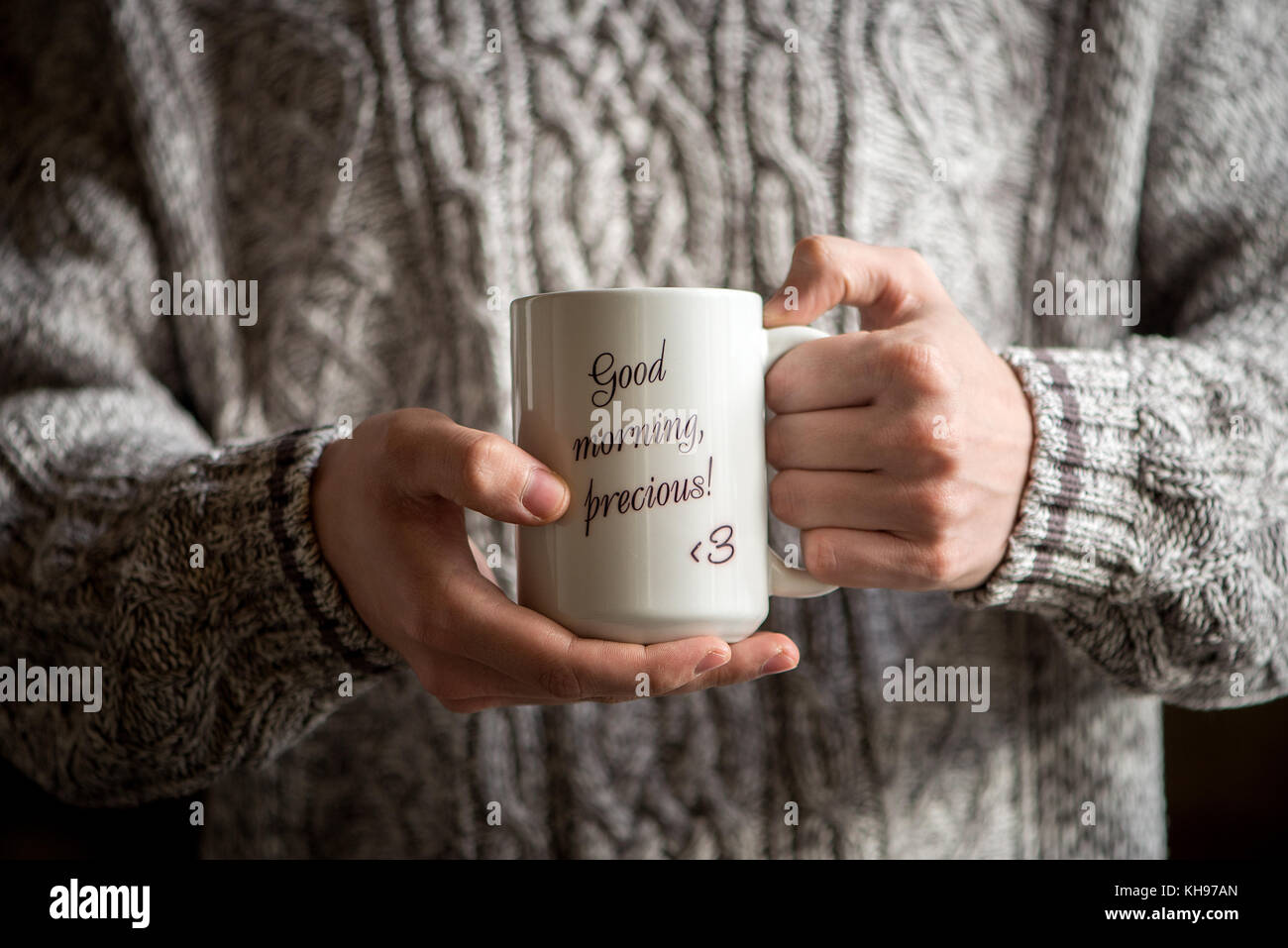 Human hands with white big coffee cup Stock Photo - Alamy