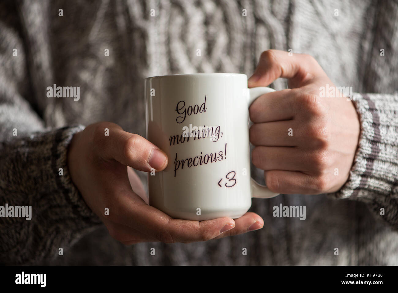 Human hands with white big coffee cup Stock Photo - Alamy