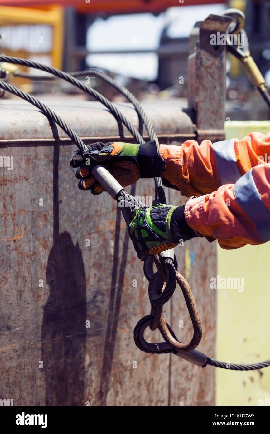 Able seaman working on deck during cargo operations Stock Photo - Alamy