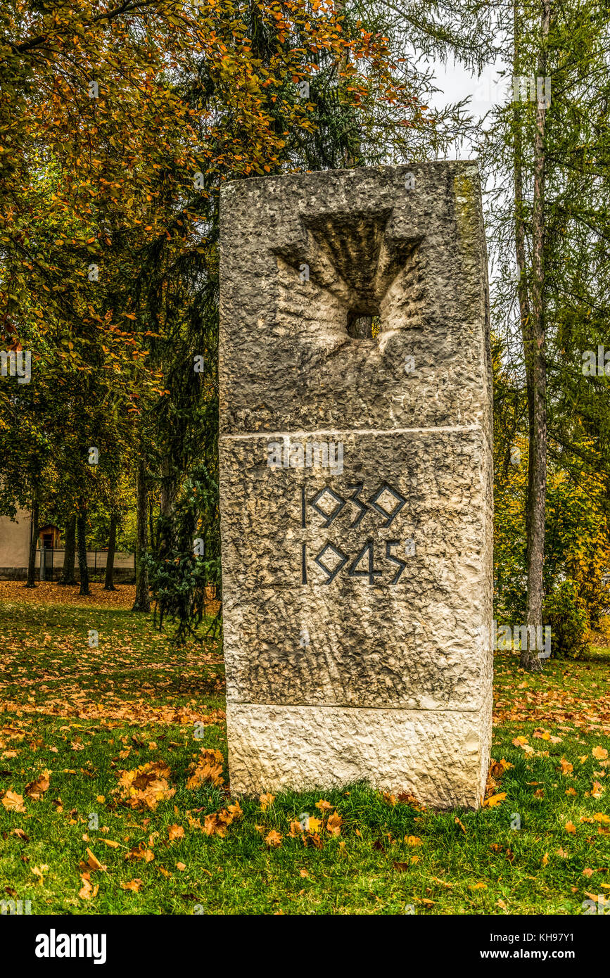 WWII memorial in the old Bavarian medieval city of Weissenburg Stock ...