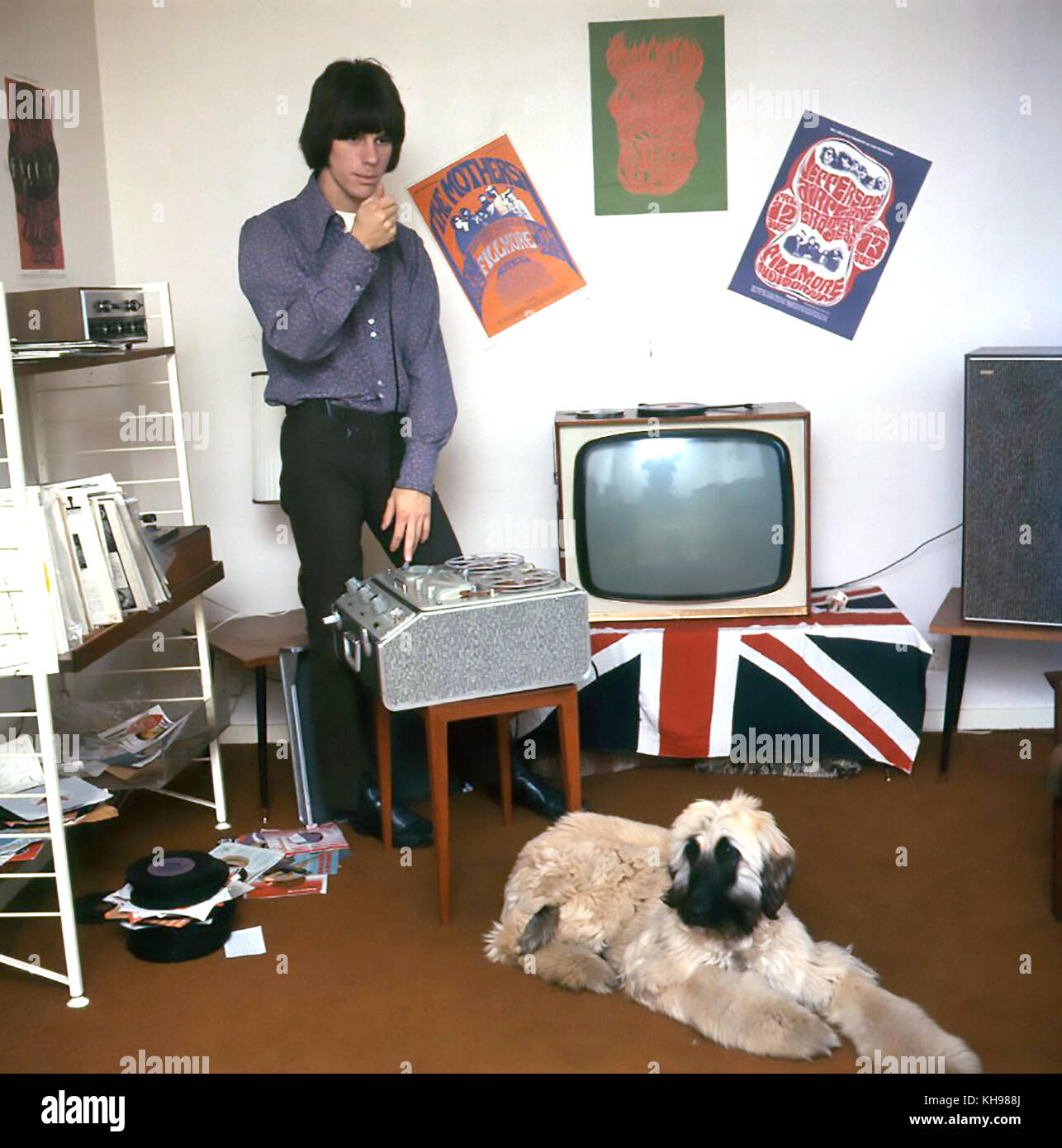 JEFF BECK English rock guitarist at his London home with his Saluki dog ...