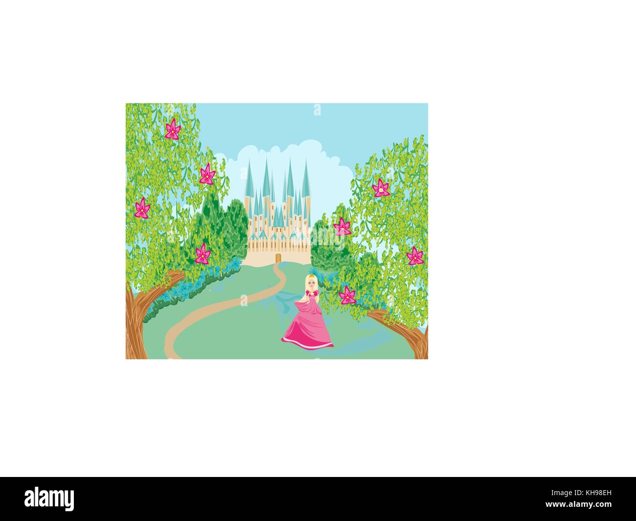 Beautiful queen in front of her castle Stock Vector Image & Art - Alamy