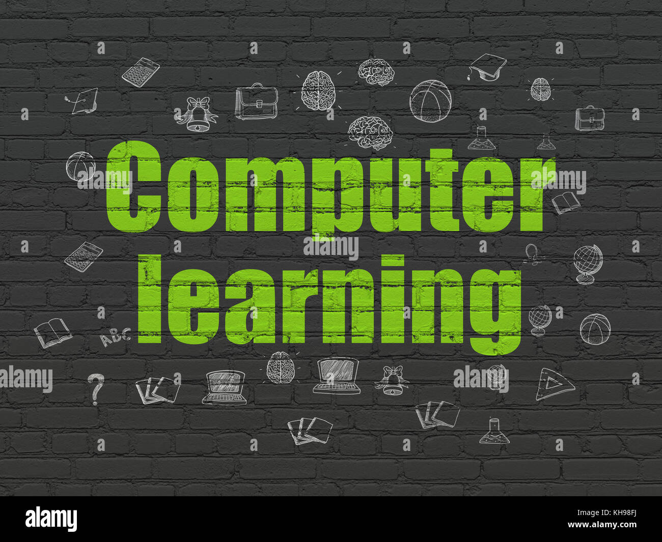 Learning concept: Computer Learning on wall background Stock Photo - Alamy