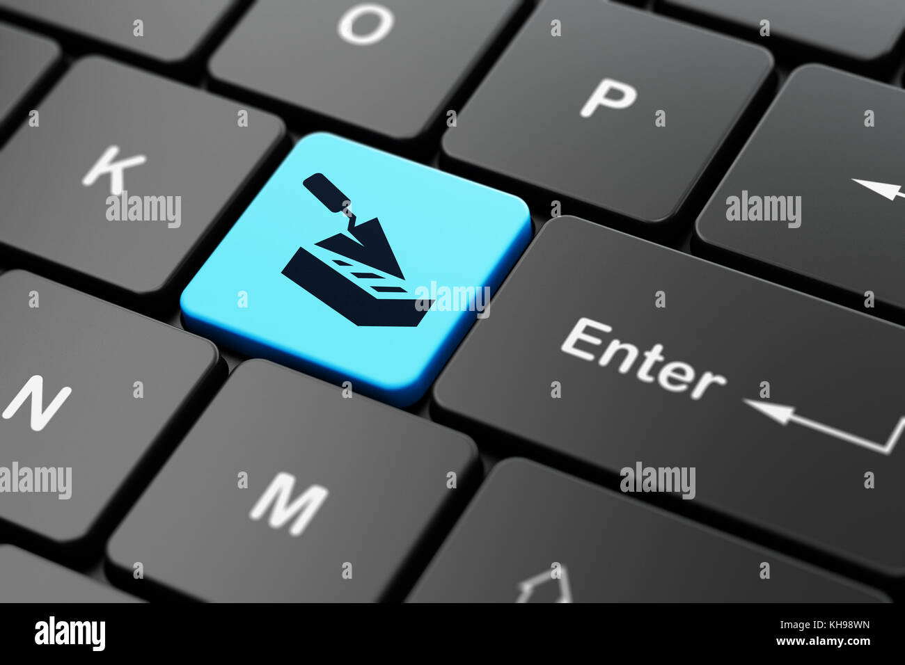 Construction concept: Brick Wall on computer keyboard background Stock ...