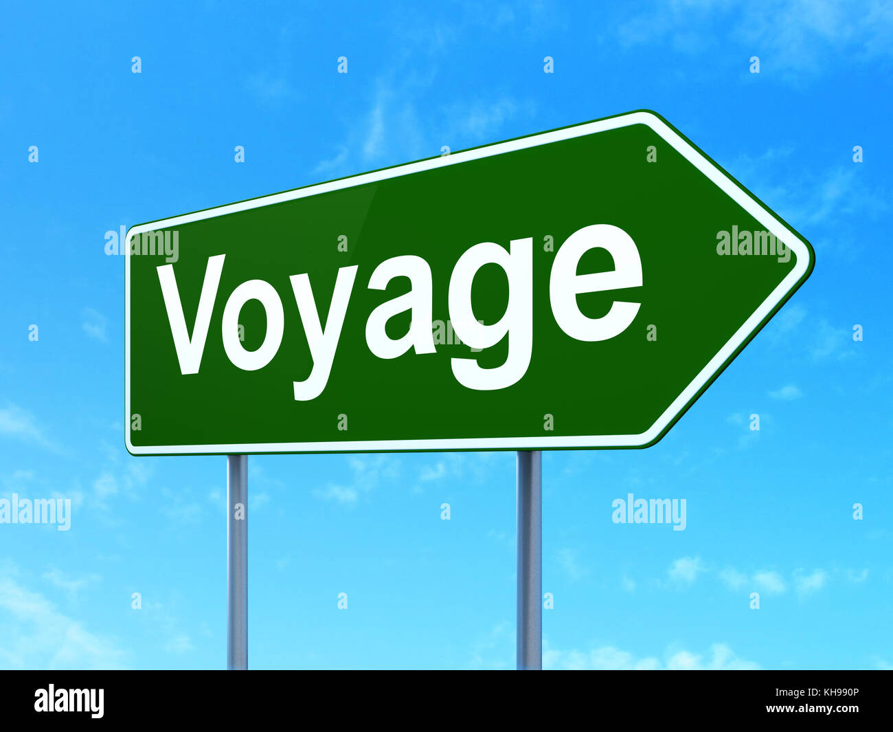 Tourism concept: Voyage on road sign background Stock Photo - Alamy