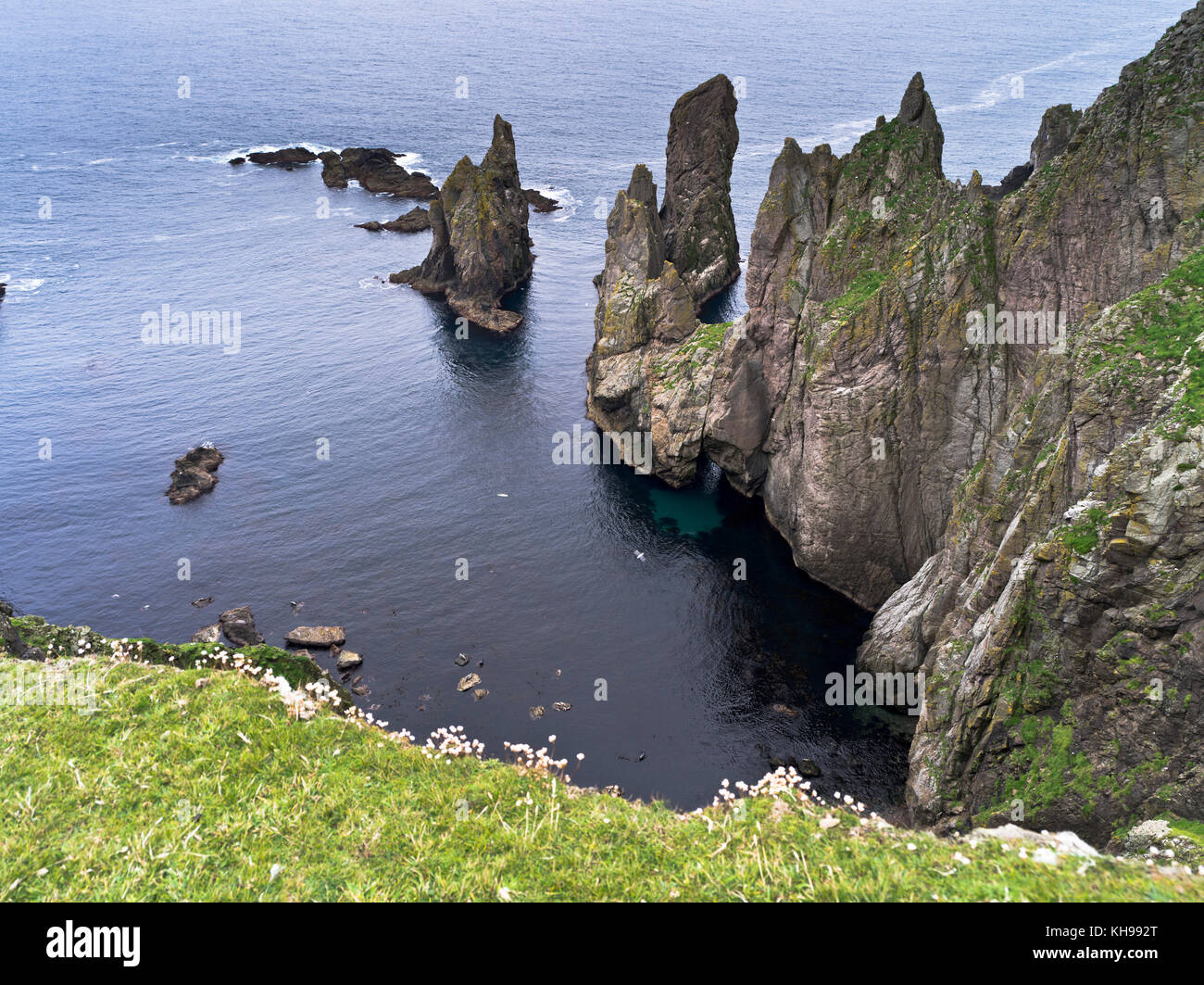 dh WEST COAST FAIR ISLE Cliffs seacliff rock top pinnacle cliff edge ...