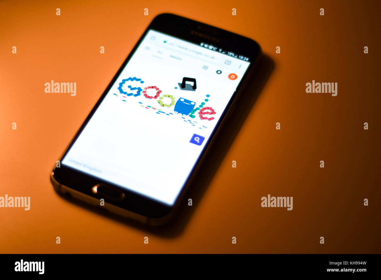 Smartphone with a special google search engine open on screen ready for ...