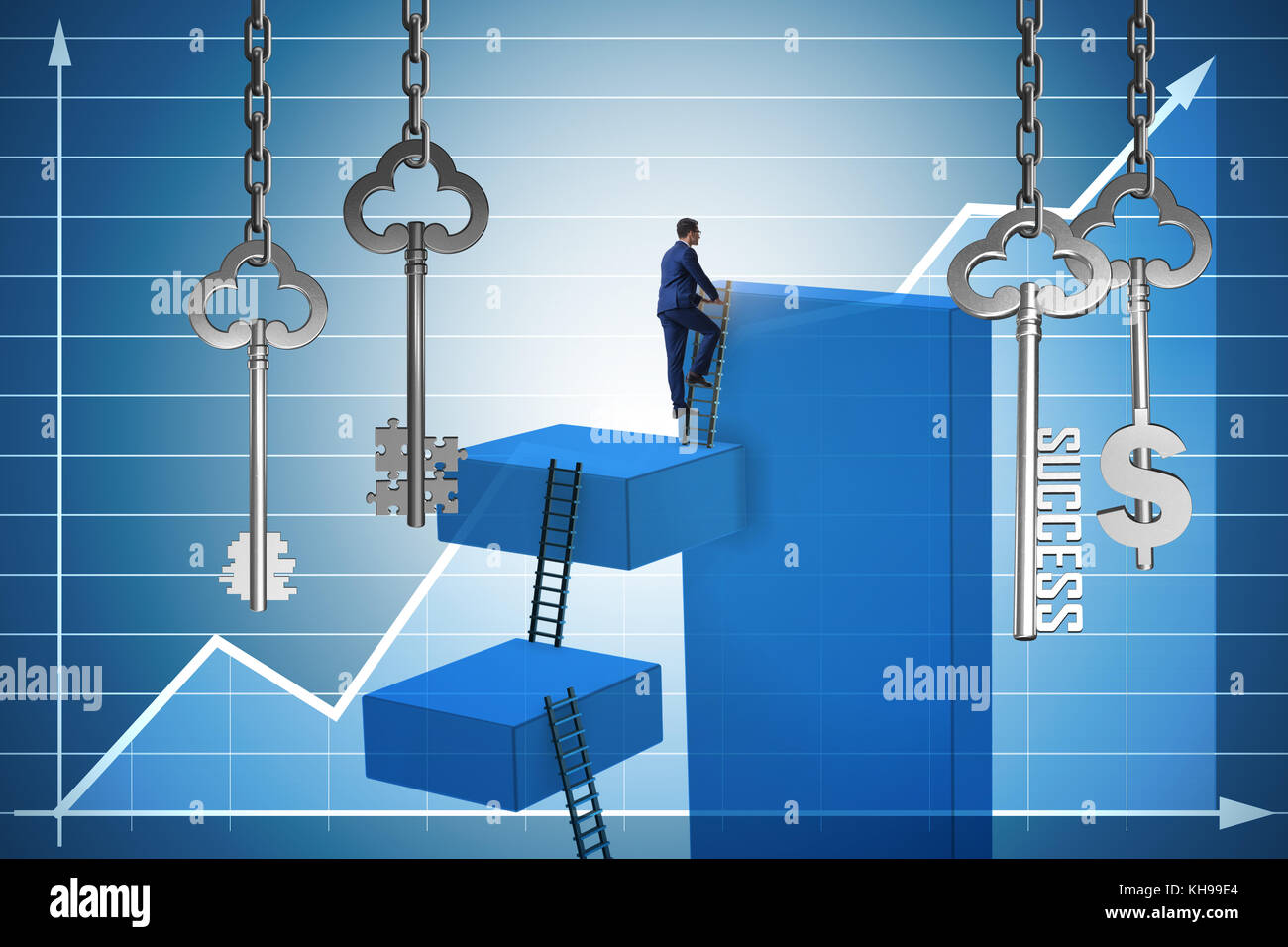 Businessman in key to financial success concept Stock Photo - Alamy