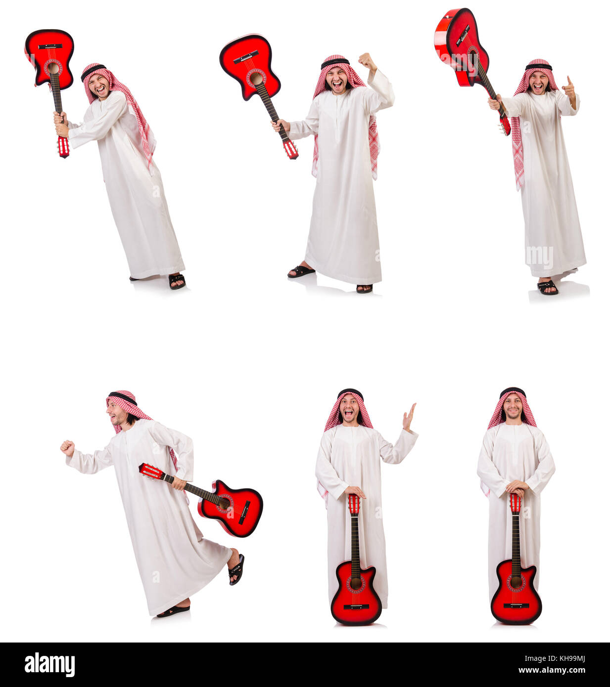Arab man playing guitar isolated on white Stock Photo - Alamy