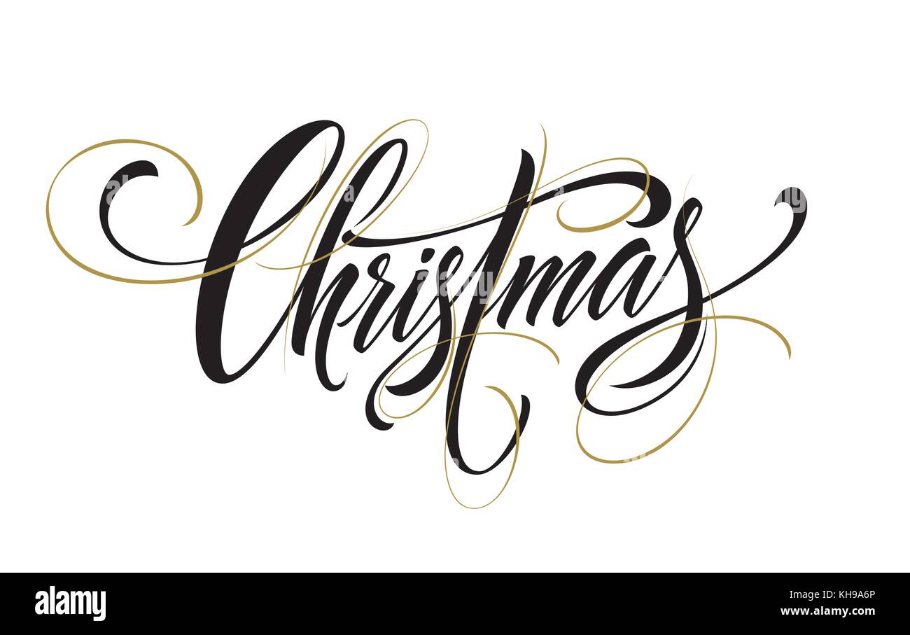 Merry Christmas handwriting script lettering. Vector illustration Stock ...