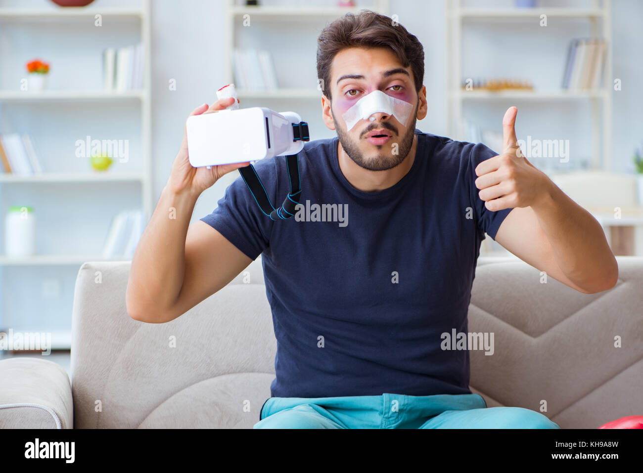 Young man defeated in sports game suffered loss with broken bleeding ...