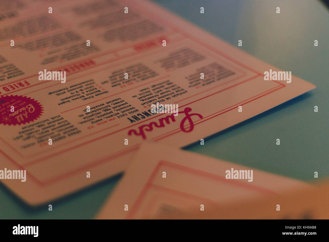 restaurant food lunch menu on table Stock Photo - Alamy