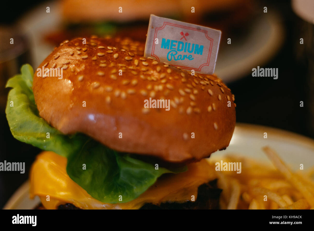 burgers from an expensive restaurant with cheese and chicken Stock ...