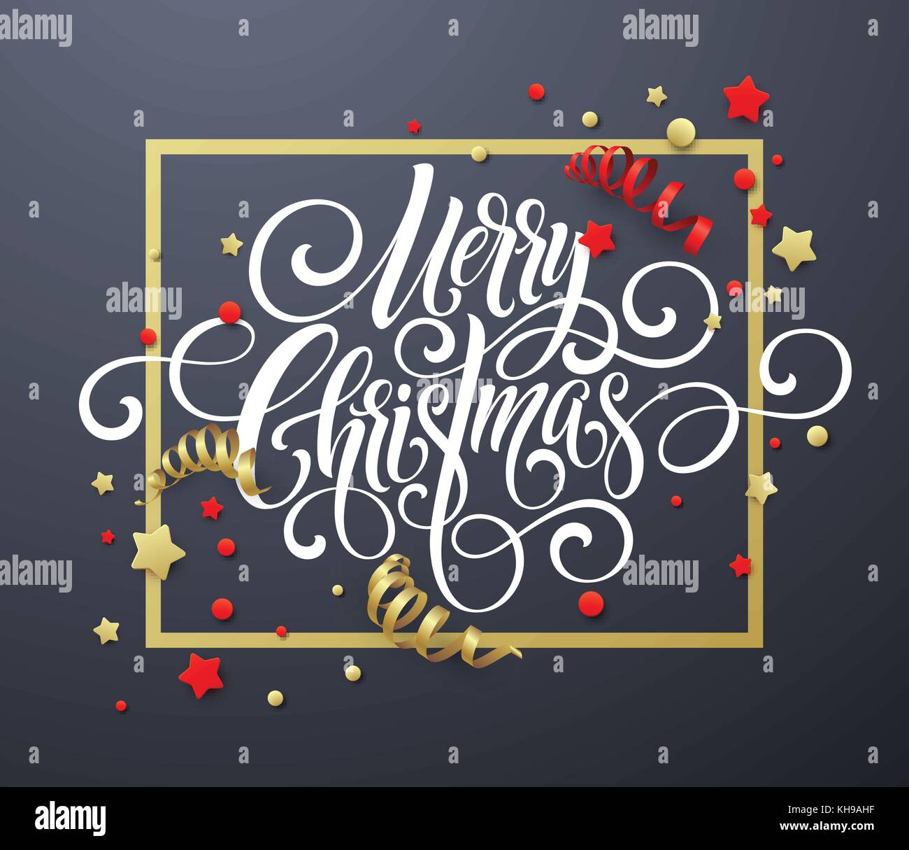Merry Christmas handwriting script lettering. Christmas congratulatory ...