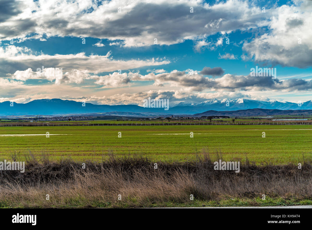 Countryside View with lovely sky, green and blue Stock Photo - Alamy