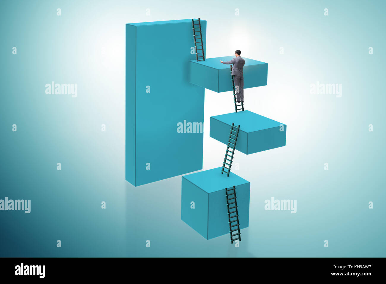 Businessman climbing blocks in career ladder business concept Stock ...