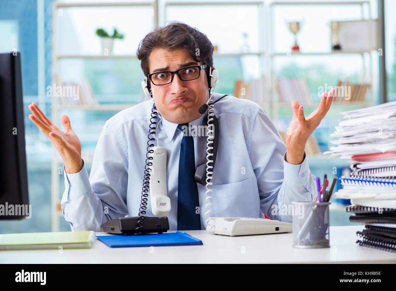 Call centre worker unhappy hi-res stock photography and images - Alamy