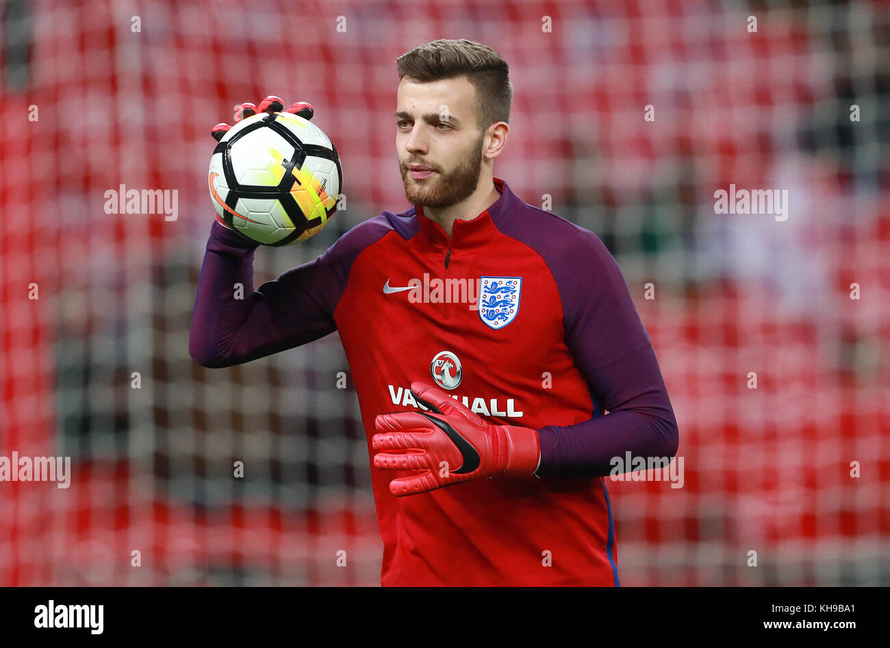 England goalkeeper Angus Gunn before the Bobby Moore Fund International ...