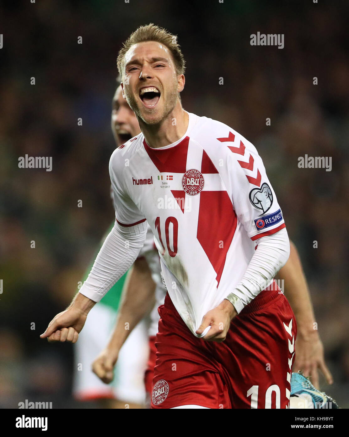 Denmark's Christian Eriksen celebrates scoring his side's third goal of ...
