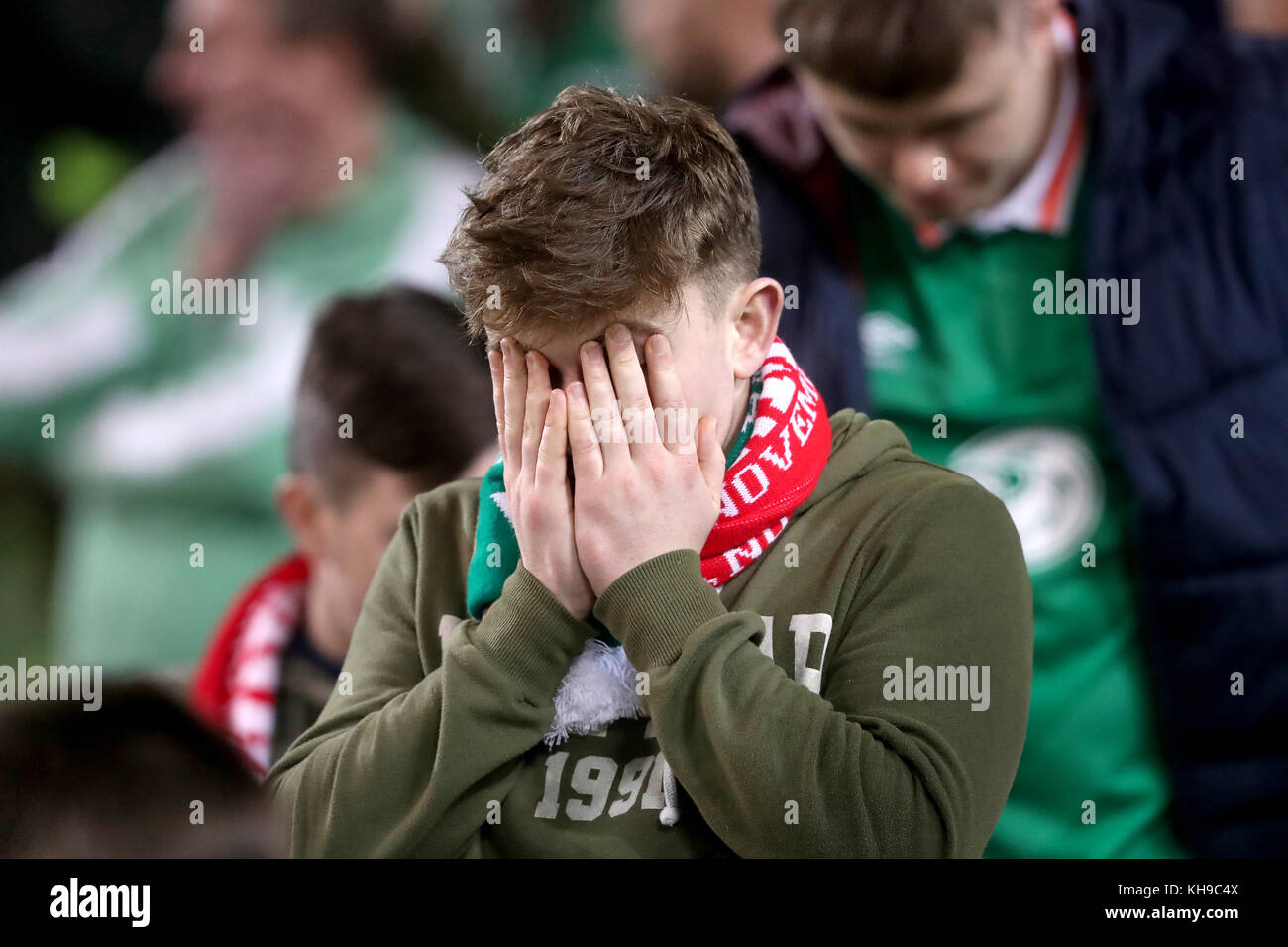 A Republic of Ireland fan appears dejected after the FIFA World Cup ...