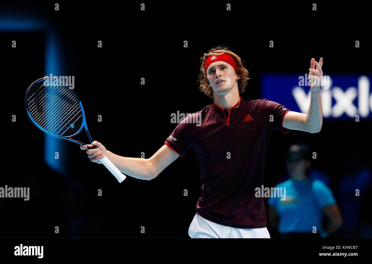 Alexander Zverev looks dejected during his match against Roger Federer during day three of the ...