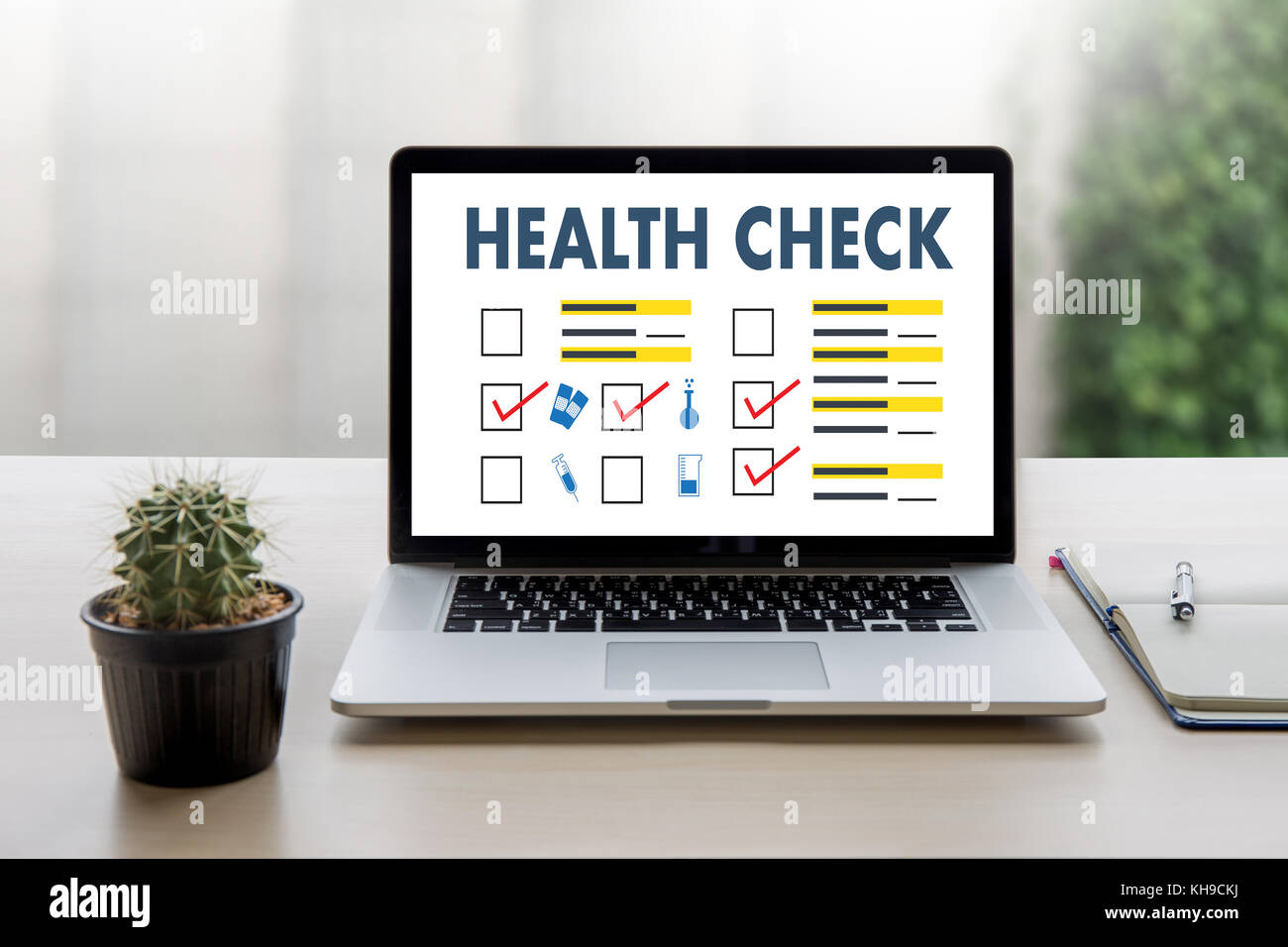 Digital HEALTH CHECK Concept working with computer interface as medical ...