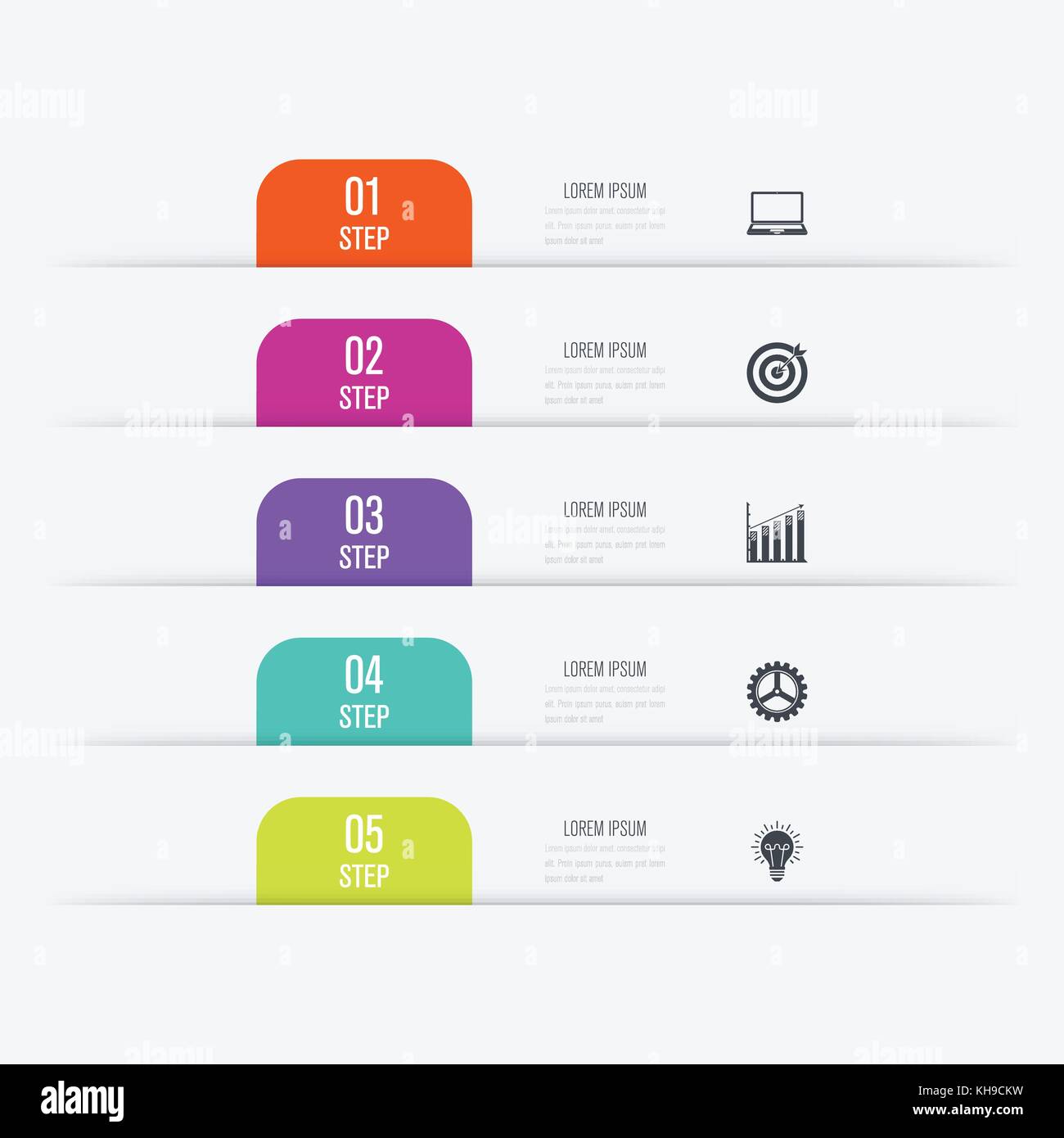 Business infographics template 5 steps with square Stock Vector Image ...