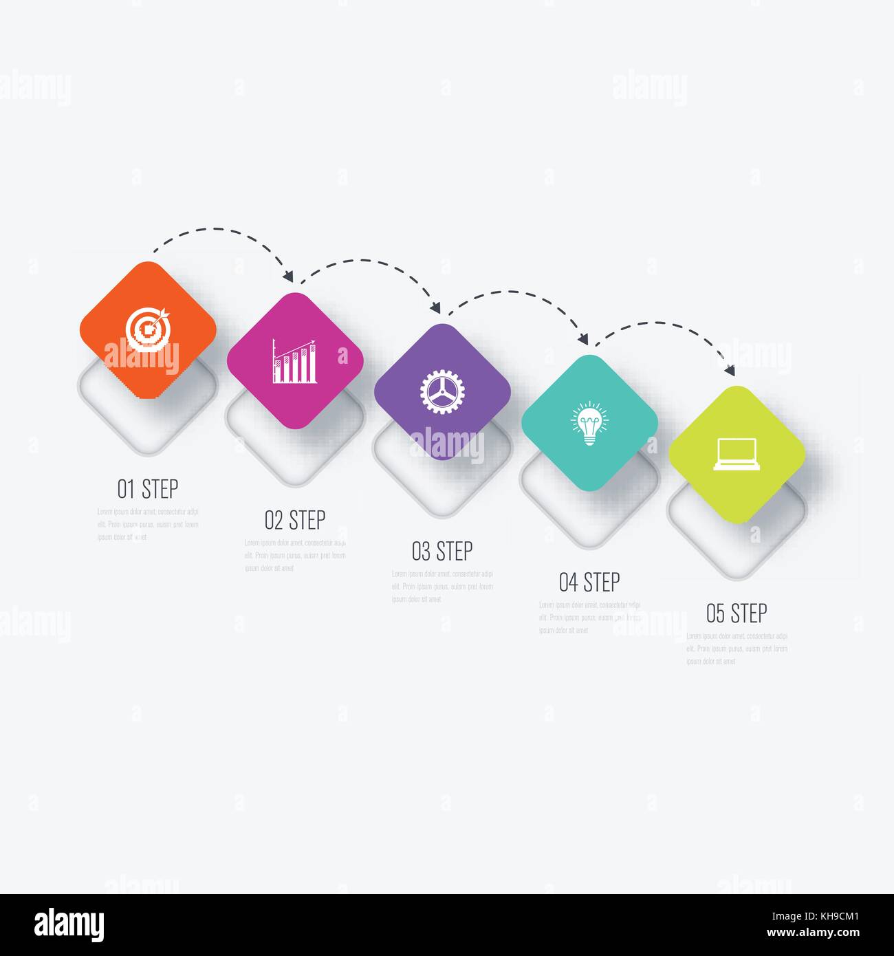 Business infographics template 5 steps with square Stock Vector Image ...