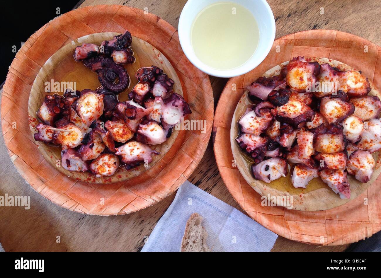 Octopus prepared Galician style, Pulpo a feira Stock Photo - Alamy