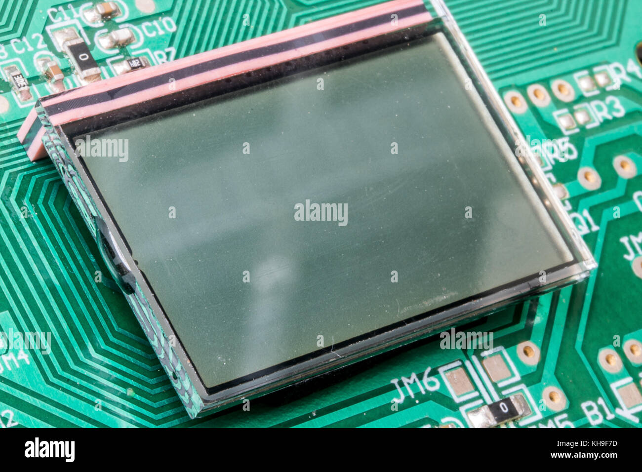 Miniature LCD panels on the motherboard. Circuit Board close-up. Detail ...