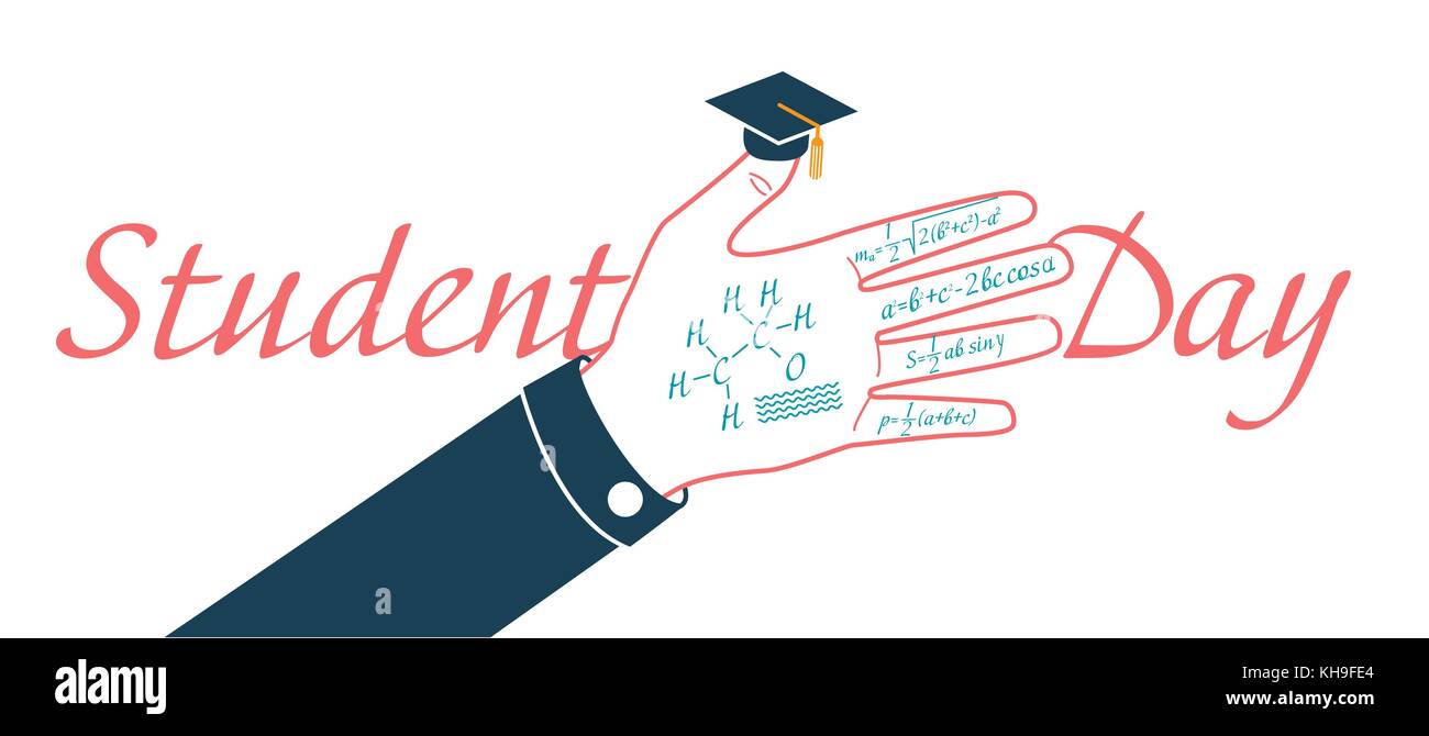 banner on student's day in the form of a hand with a cheat sheet for ...