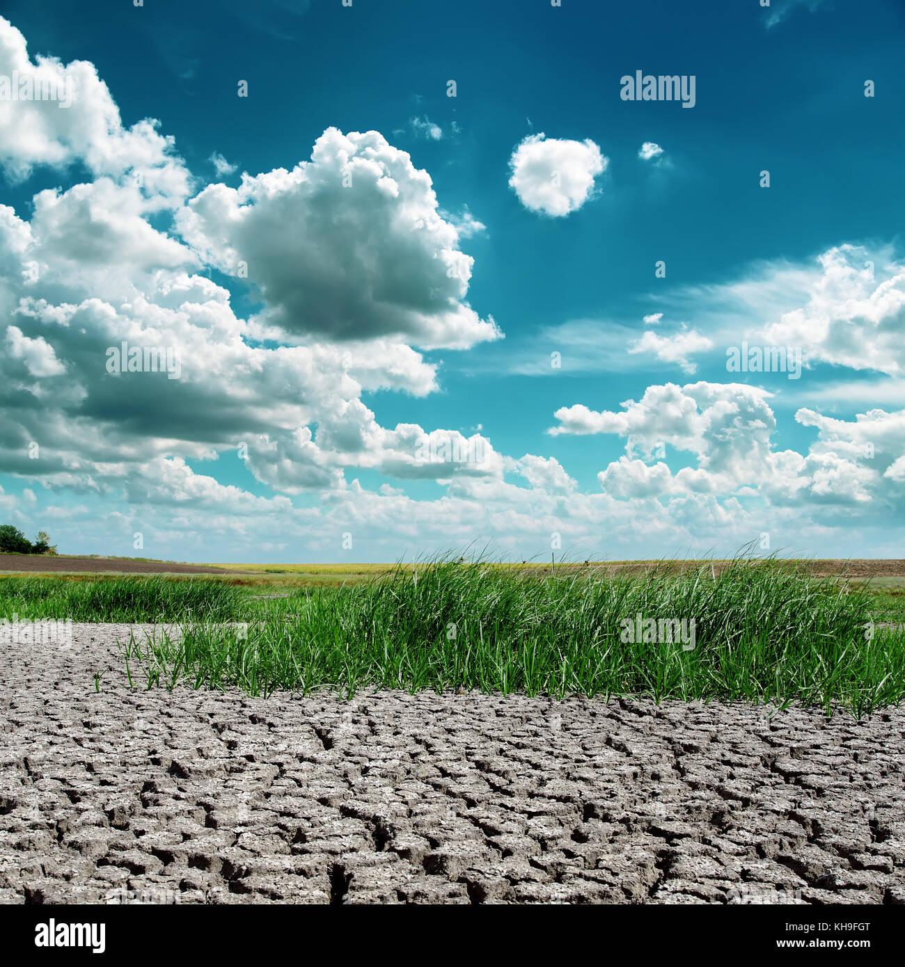 dramatic sky over drought earth Stock Photo - Alamy