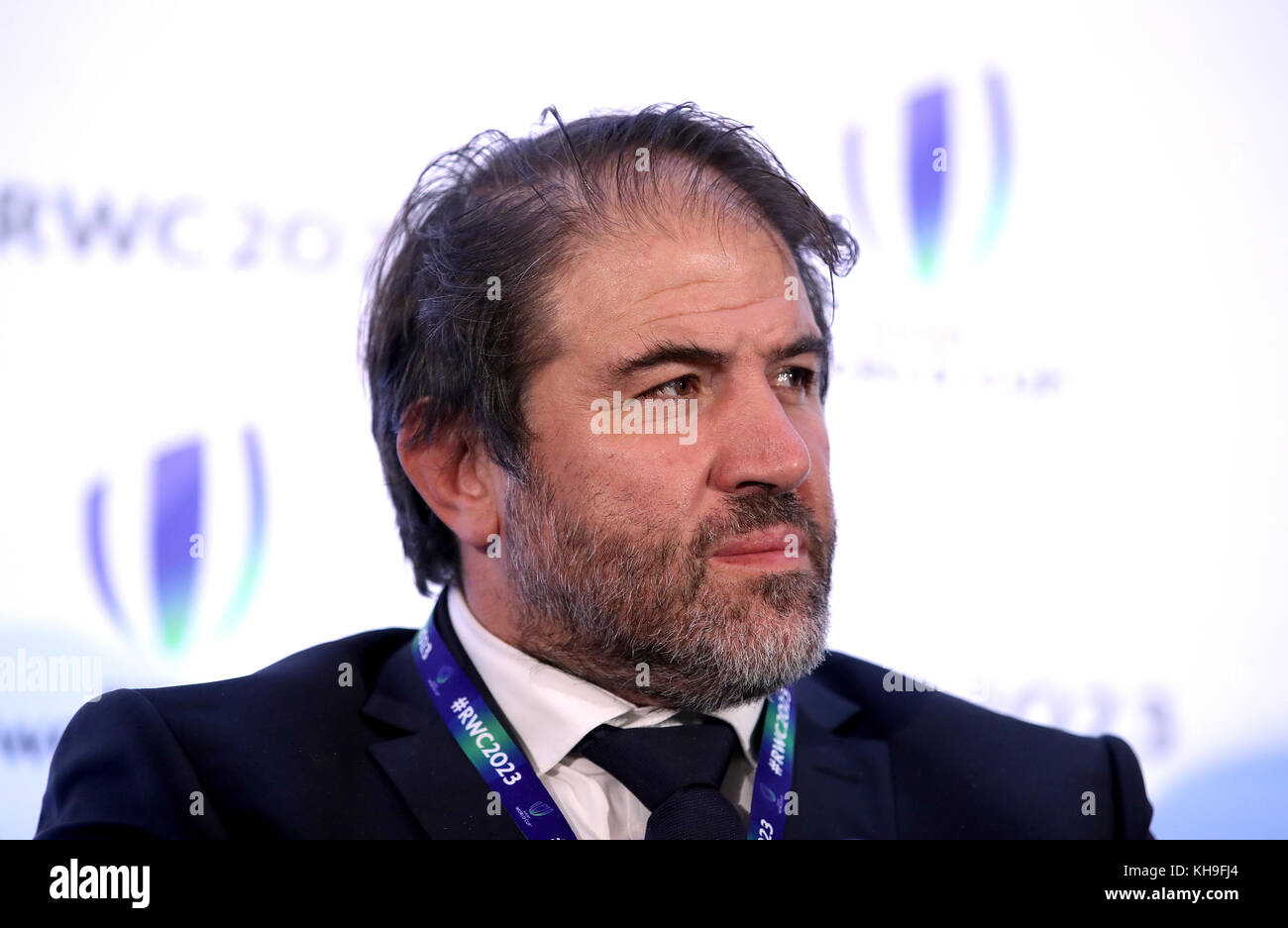 Serge Simon during the 2023 Rugby World Cup host union announcement at ...