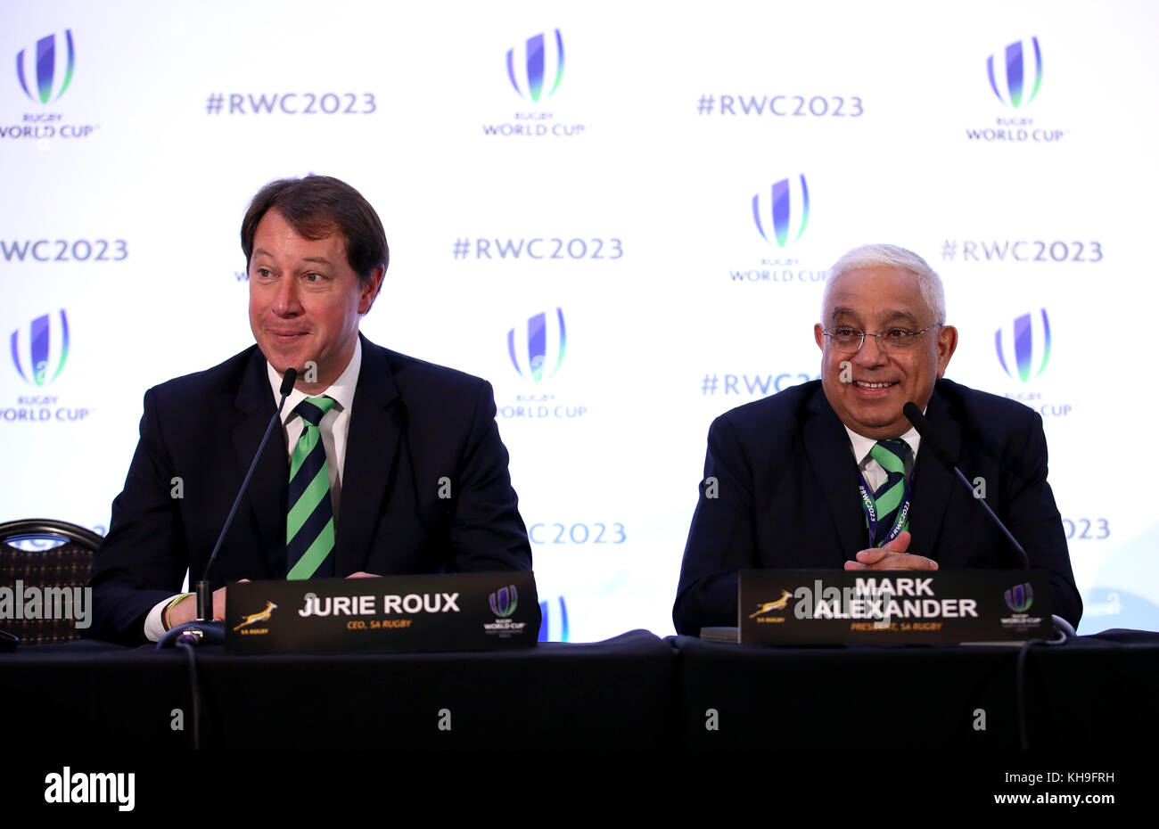 Jurie Roux, Chief Executive of SA Rugby (left) and Mark Alexander ...