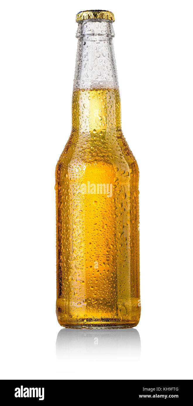 beer bottle studio shot with cap isolated on white Stock Photo - Alamy