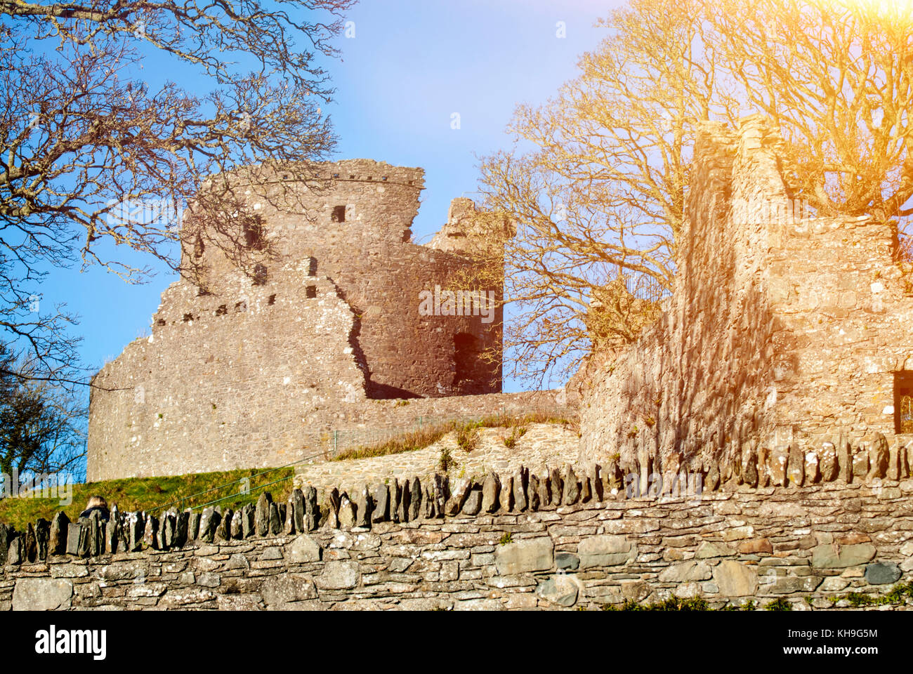 DUNDRUM - NORTHERN IRELAND - NOVEMBER 11, 2017 - Dundrum Castle ruins ...