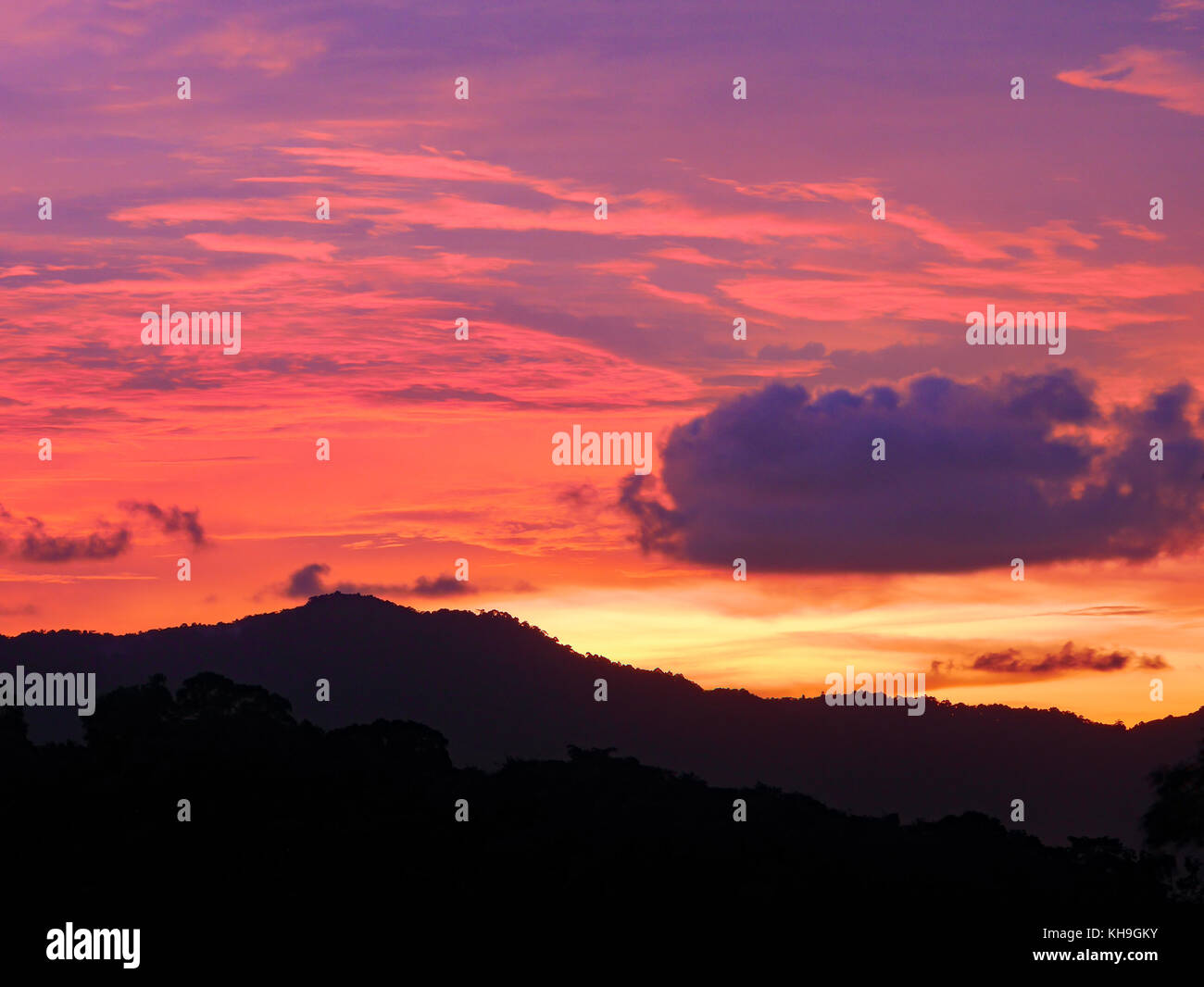 Twilight beautiful evening cloudy sky after sunset background . There ...