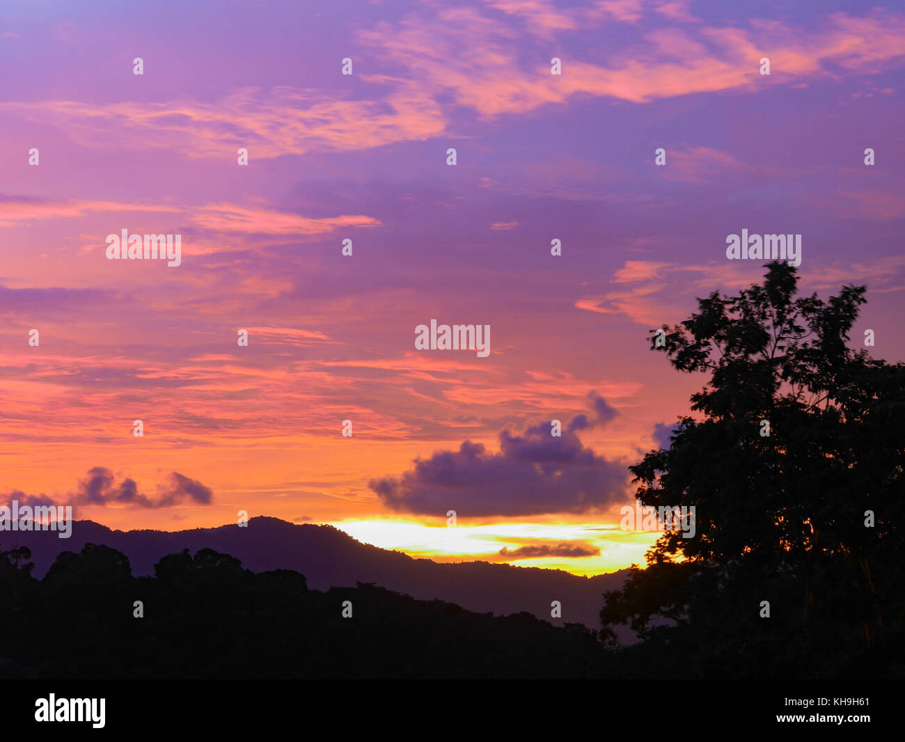 Twilight beautiful evening cloudy sky after sunset background . There ...