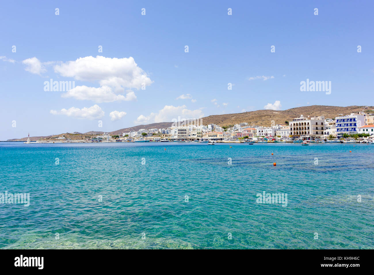 panoramic view of Tinos island town from the sea,Greece Stock Photo - Alamy