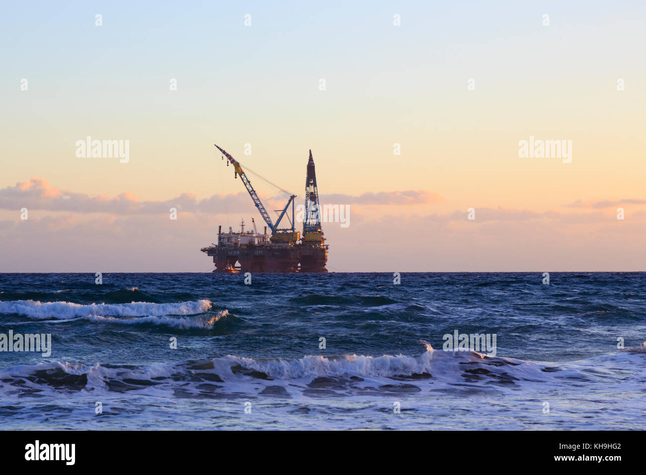 Saipem 7000 heavy semisubmersible floating crane moored off the coast ...