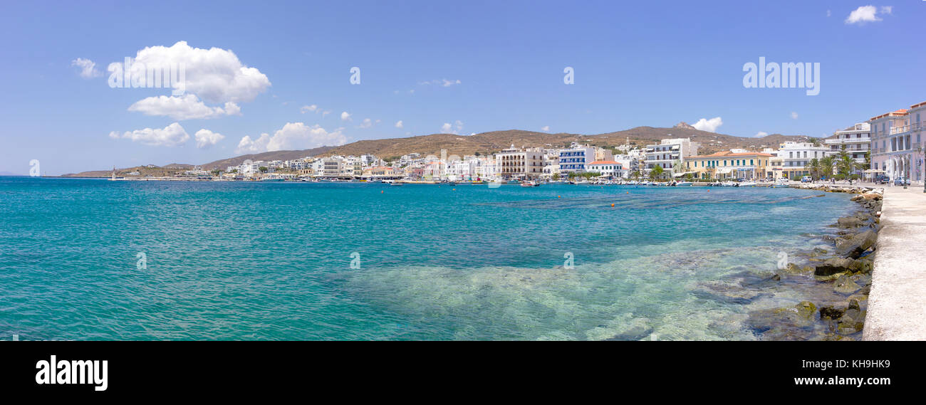 panoramic view of Tinos island town by the port ,Greece Stock Photo - Alamy