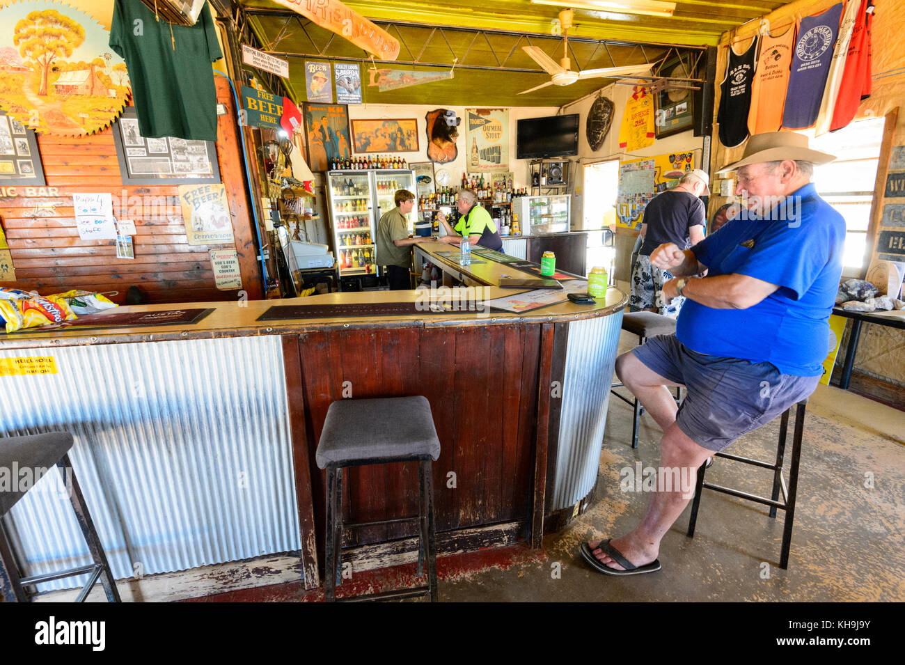 Inside the iconic Hebel Hotel, a historic Outback pub, Hebel, South ...